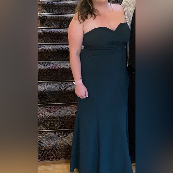 Bill Levkoff | Dresses | Bill Levkoff Strapless Dark Green Gown | Poshmark